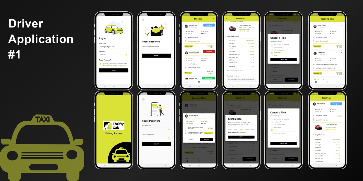 Thrifty Cab! Flutter UI Kit for Cab booking, Taxi and Self Drive Car ...
